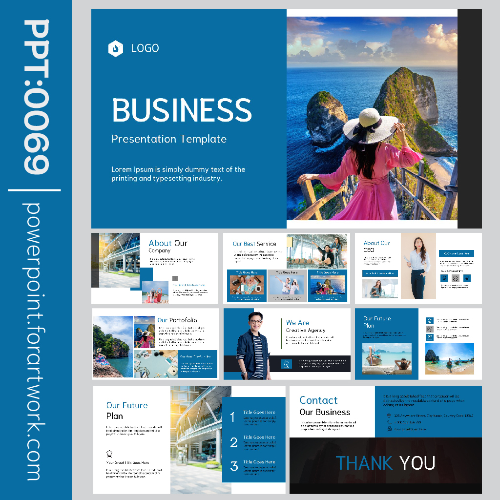 เทมเพลต PowerPoint ประวัติส่วนตัว สีฟ้ามินิมอลสวยๆ (0069) - เทมเพลต ...